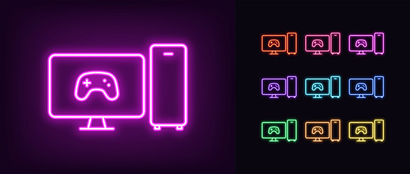 Outline gaming pc icon with editable stroke Vector Image
