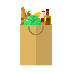 Paper shopping bag full of groceries products Vector Image