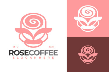 Rose coffee shop logo design Royalty Free Vector Image