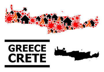 Lowpoly spectral colored map of crete island Vector Image