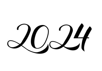 Hello 2024 handwritten with brush calligraphy Vector Image