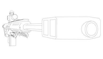Set with rifle contours telescopic sight from Vector Image
