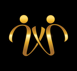 Golden simple people logo icon Royalty Free Vector Image