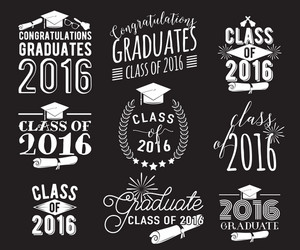 Graduation wishes overlays lettering labels Vector Image