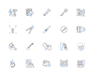 Materials outline icons collection fabrics Vector Image