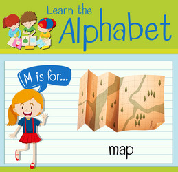 Flashcard letter m is for map Royalty Free Vector Image