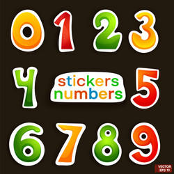 Cartoon characters numbers stickers set Royalty Free Vector