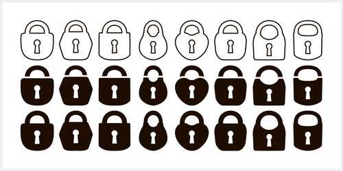 Lock icon isolated stencil clipart stock Vector Image