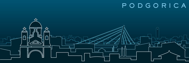 Podgorica multiple color gradient skyline banner Vector Image