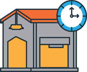 Warehouse building with chronometer timer Vector Image