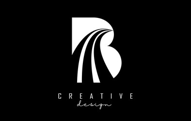 White letter b logo with leading lines and road Vector Image