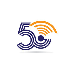 5g network logo logo network connection number Vector Image