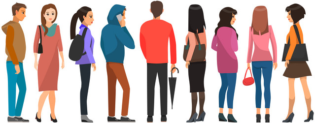 Backview of people looking at something men Vector Image