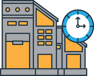 Warehouse building with chronometer timer Vector Image