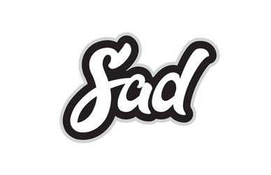 Orange blue white sad hand written word text Vector Image