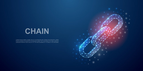 Chain 3d low poly symbol with binary code Vector Image