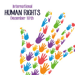Human rights campaign lettering with hands print Vector Image