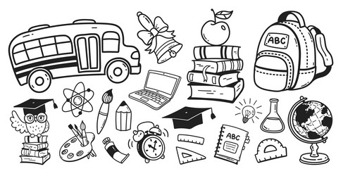 School hand drawn cartoon doodles funny Royalty Free Vector