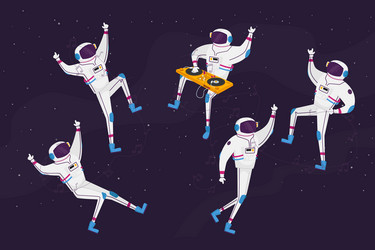 Party astronauts retro dancing spaceman disco Vector Image