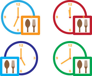 Cook time logo badge eat plate clock time Vector Image