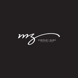 Handwritten signature logo for initial letter mz Vector Image