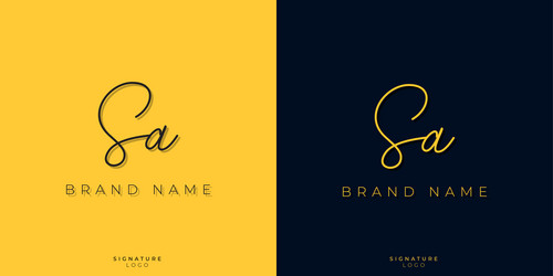 Luxury initial letters sa logo design Royalty Free Vector