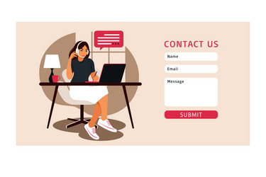 Contact us form template for web freelance online Vector Image