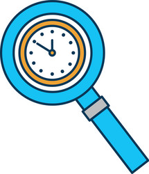 Magnifying glass with clock handle equipment Vector Image