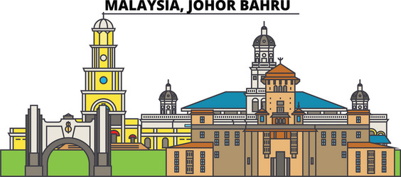 Malaysia johor bahru tourism landmarks Royalty Free Vector