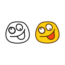 Stupid sad emoticon in doodle style isolated Vector Image