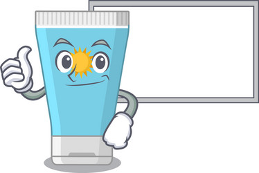Cartoon character design sunblock cream Royalty Free Vector