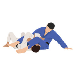 Two brazilian jiu jitsu athletes fighting choke Vector Image