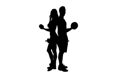 Male female workout silhouette Royalty Free Vector Image