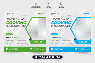 Special cooking class social media marketing Vector Image