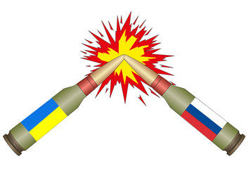 Two colliding bullets Royalty Free Vector Image