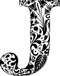 Letter silhouette with flowers j Royalty Free Vector Image