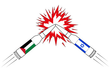 Two colliding bullets Royalty Free Vector Image