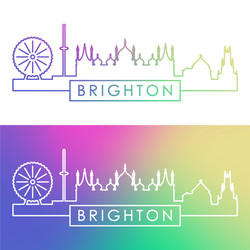 Outline brighton skyline with landmarks Royalty Free Vector
