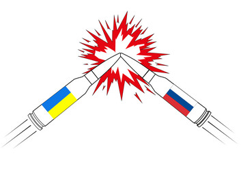 Two colliding bullets Royalty Free Vector Image