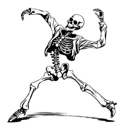Two skeletons dancing sketch hand drawn Royalty Free Vector