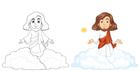 Jesus christ outline for colouring Royalty Free Vector Image
