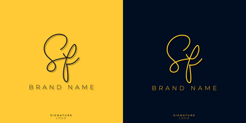 Minimal clip initial letter sf logo Royalty Free Vector