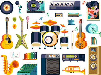 Musical instruments cartoon set Royalty Free Vector Image