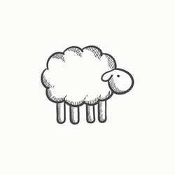 Cartoon comic cut white sheep stickman icon Vector Image