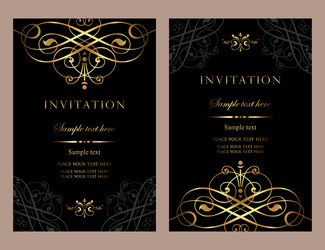Black and gold exclusive invitation card design Vector Image