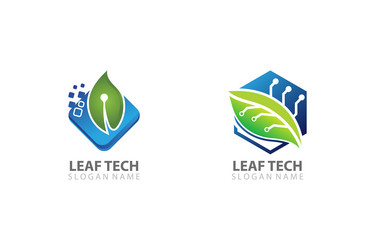 Leaf with technology concept logo design Vector Image