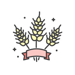 Wheat outline icon on white background for graphic