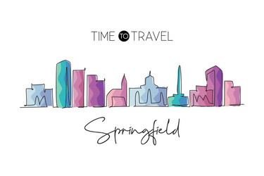 Single continuous line drawing springfield Vector Image