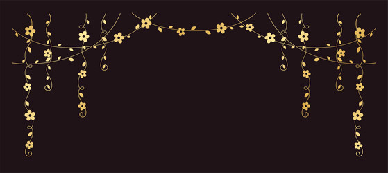 Gold vines with flowers simple minimal golden Vector Image