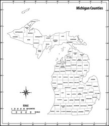 Map of Michigan Counties Vector Images (over 650)